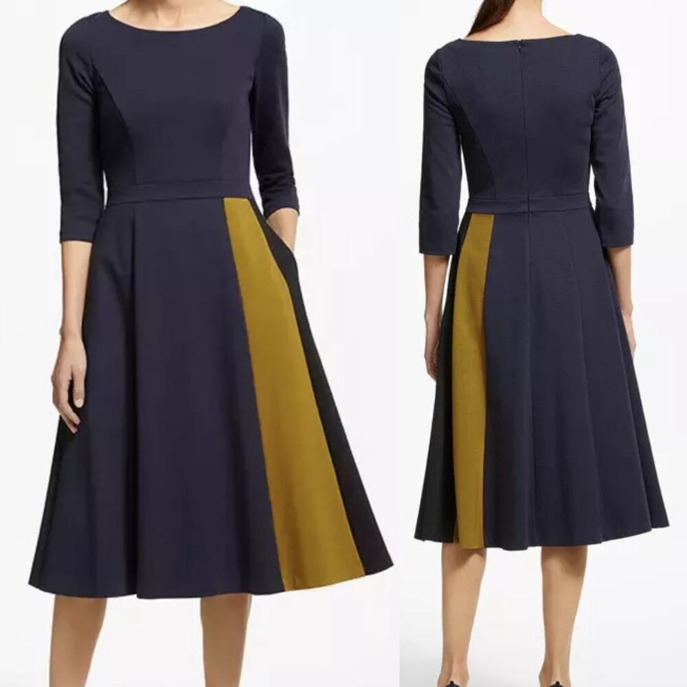 Boden Navy Blue Claudia Ponte Knit Color Block Fit & … - Gem